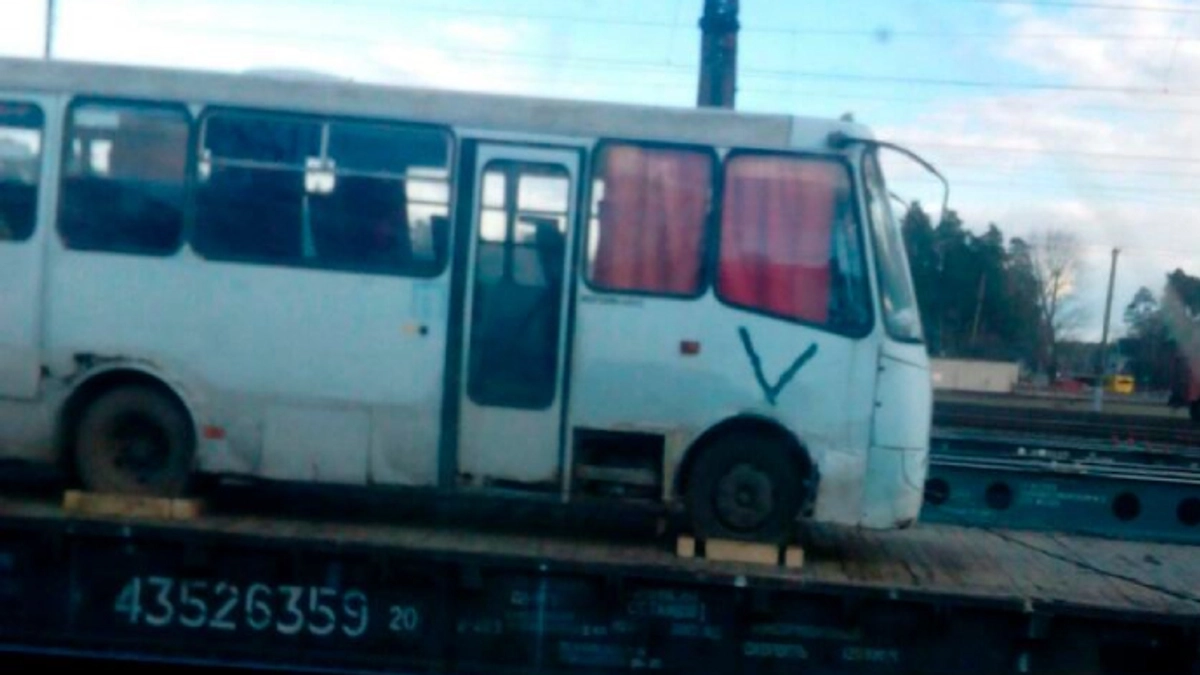 Route bus stolen in Ukraine spotted in Minsk as part of a Russian ...