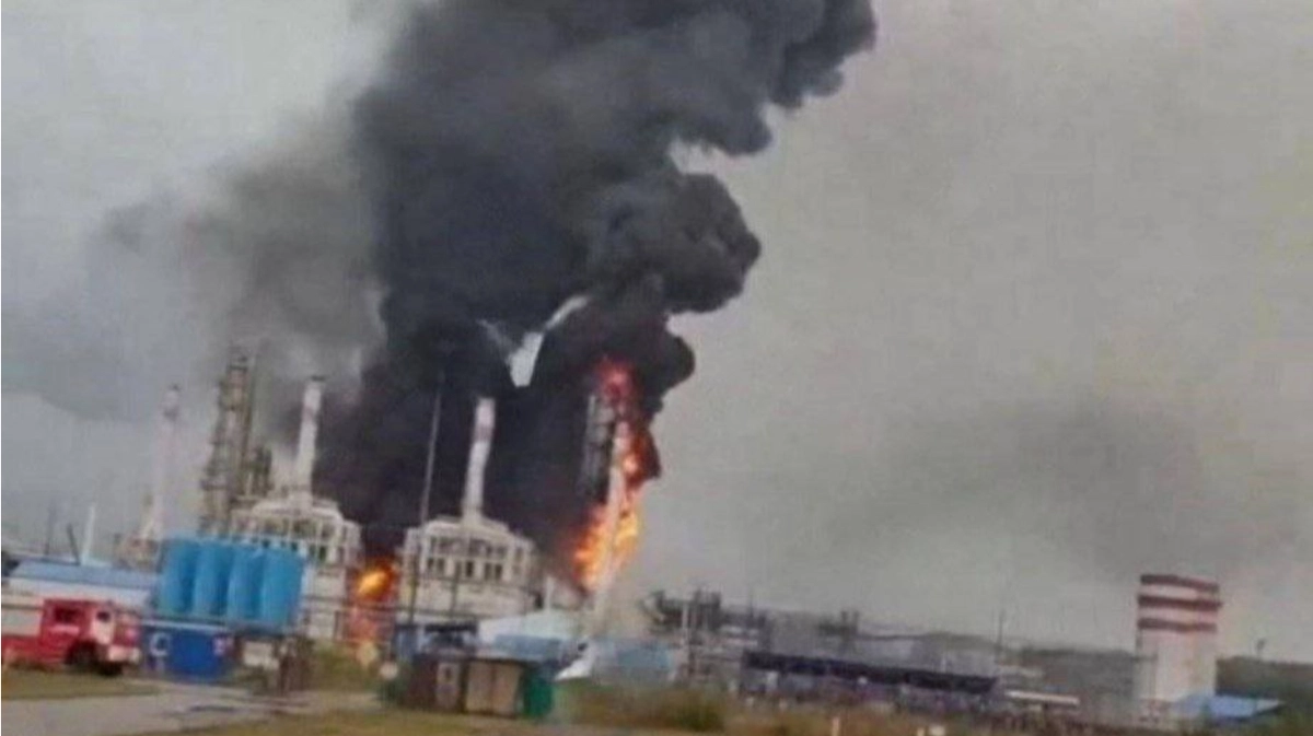Port in Russia's Leningrad Oblast on fire after drone attack ...