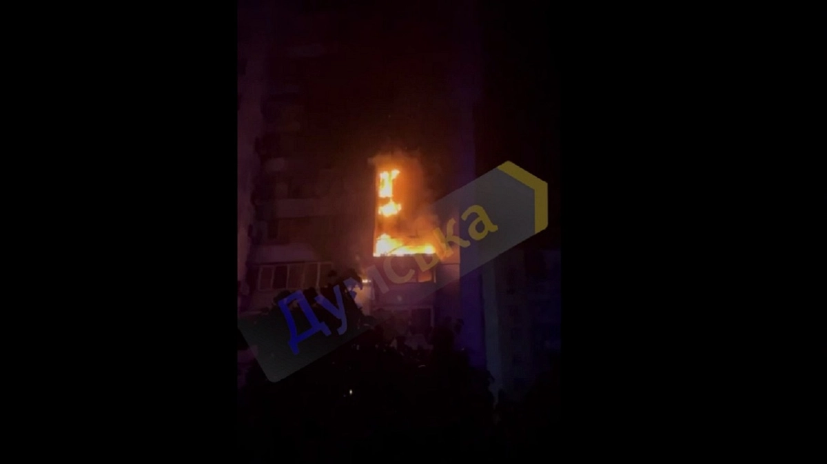 High-rise building on fire in Chornomorsk due to Russian Shahed drone ...
